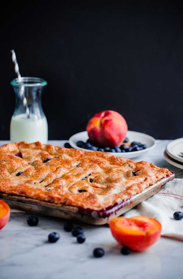 Blueberry Peach Slab Pie - A Beautiful Plate