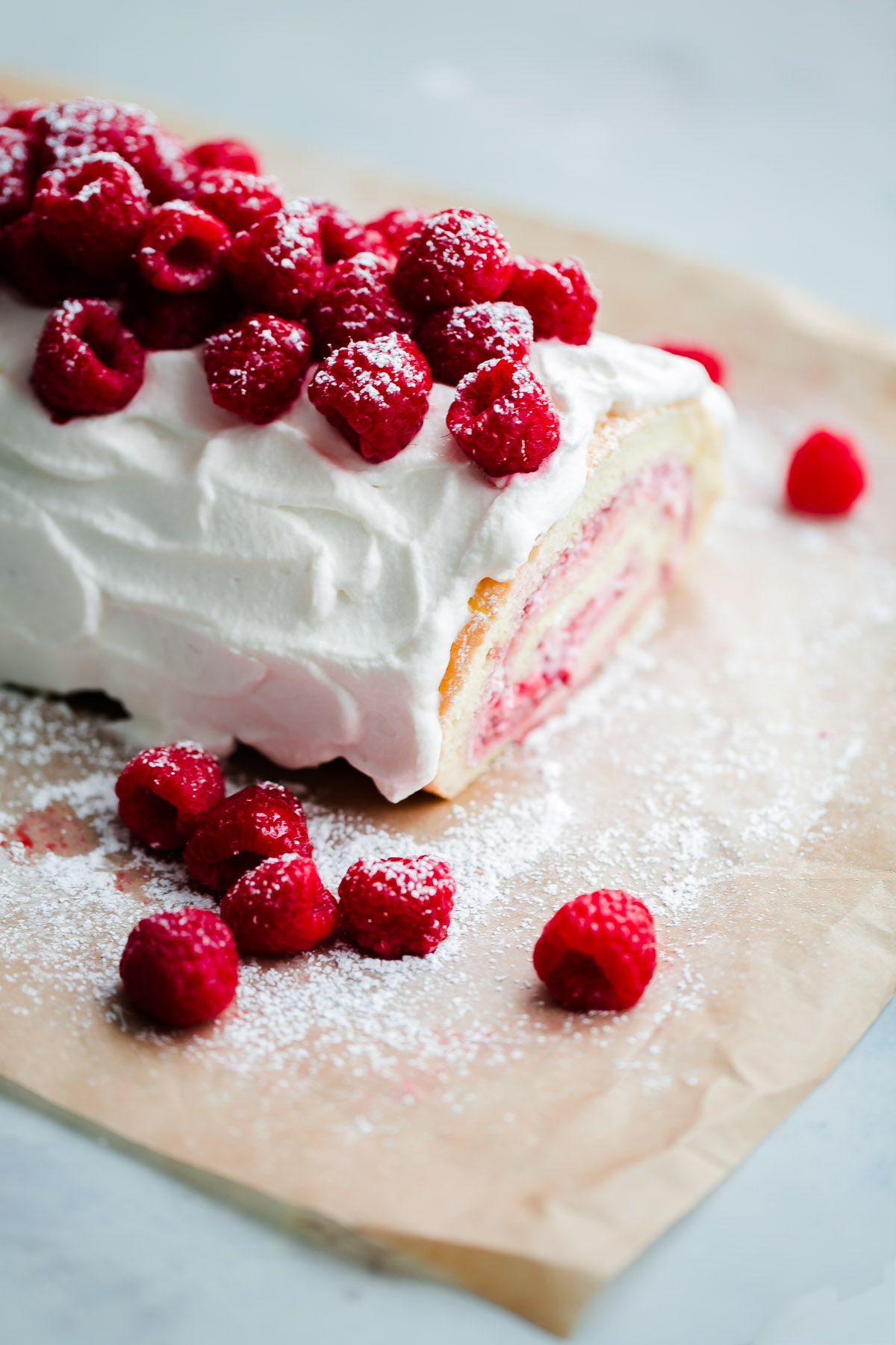 Raspberry Roll Cake - A Beautiful Plate