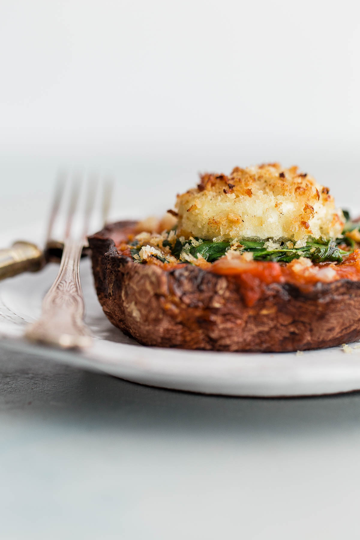 Stuffed Portobello Mushrooms with Crispy Goat Cheese - A Beautiful Plate