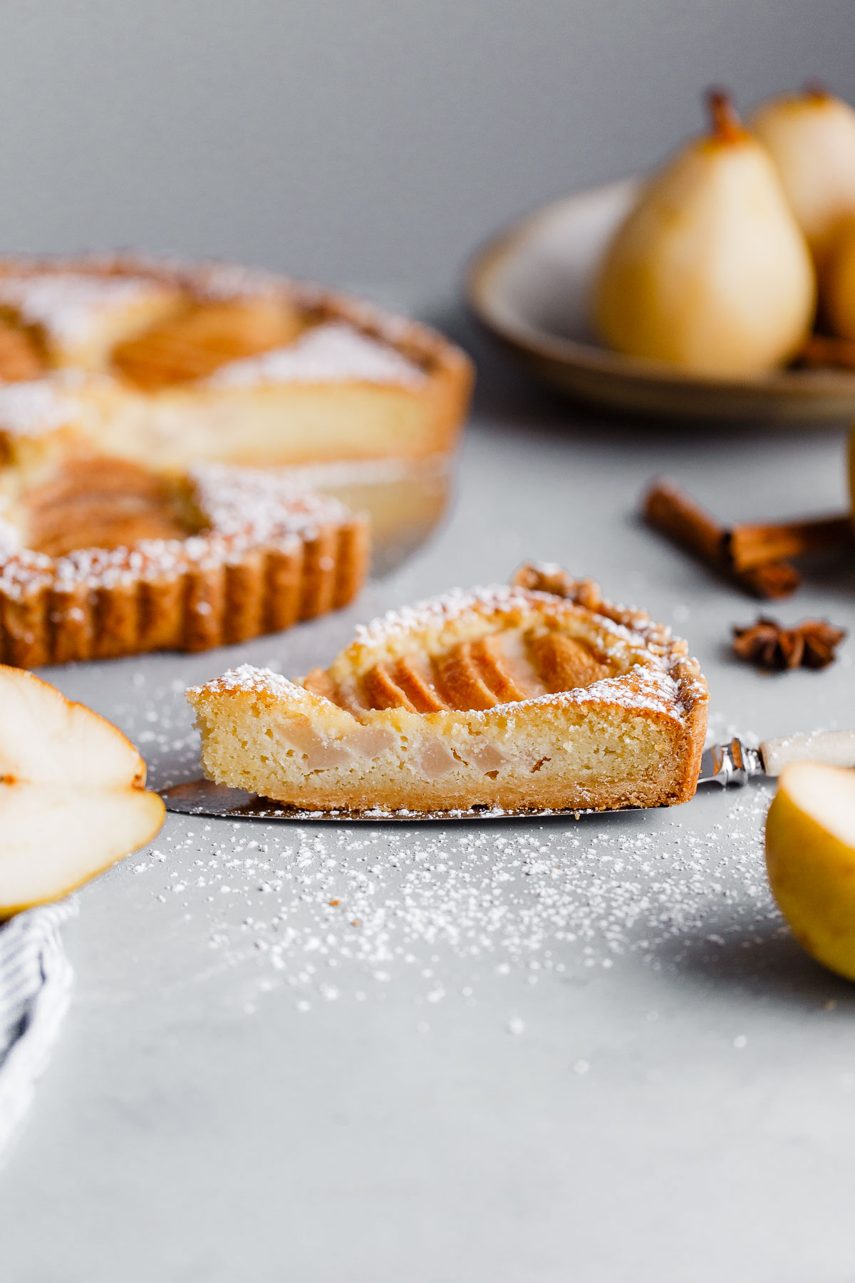 Pear Frangipane Tart (Poached Pear Tart Recipe) - A Beautiful Plate