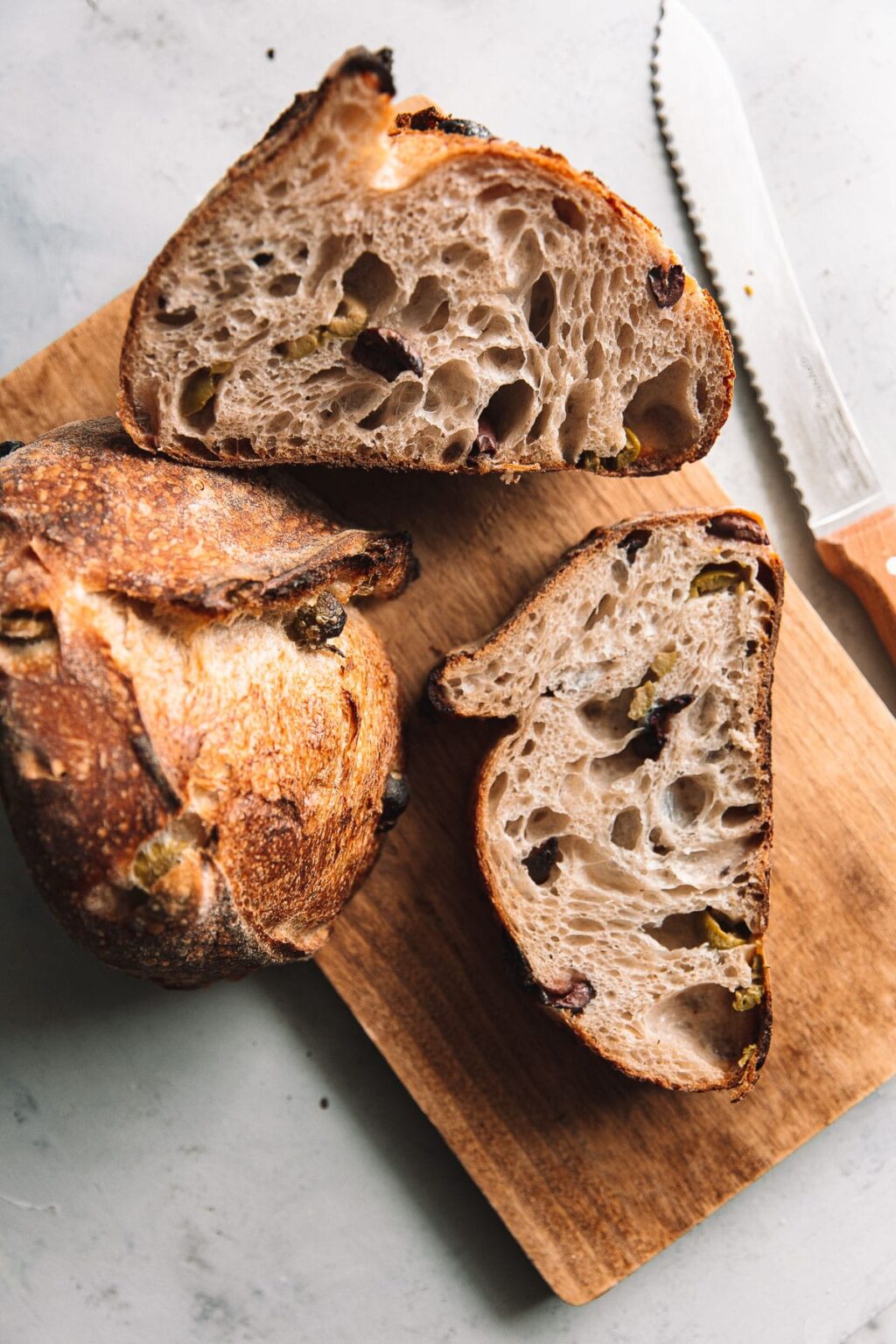 Kalamata and Castelvetrano Olive Sourdough Bread - A Beautiful Plate