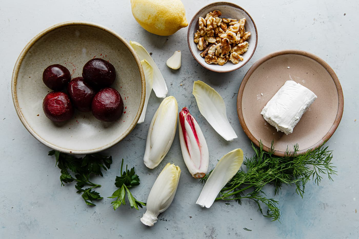 Beet and Goat Cheese Endive Bites - A Beautiful Plate