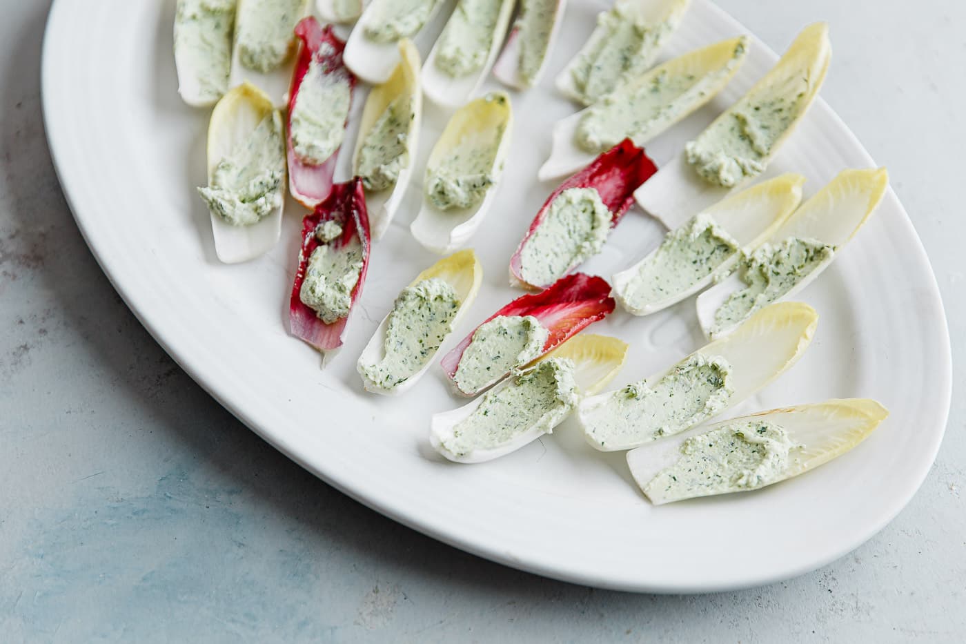 Beet and Goat Cheese Endive Bites - A Beautiful Plate
